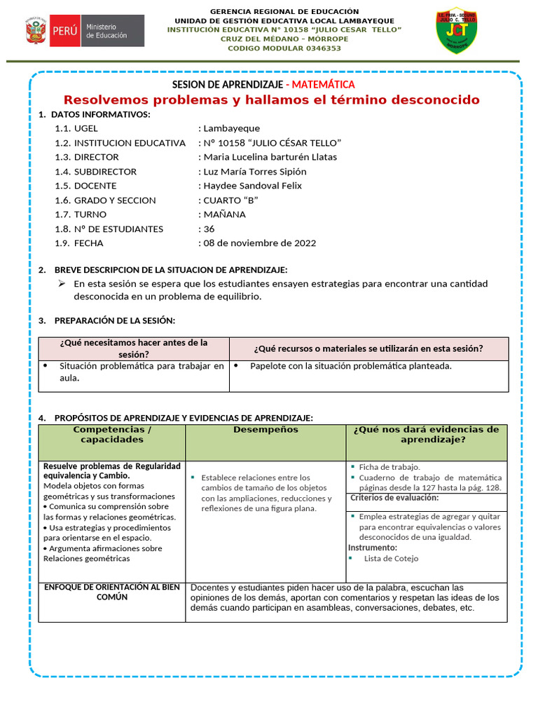 04-11-22 Resolvemos Problemas y Hallamos El Término Desconocido | PDF ...