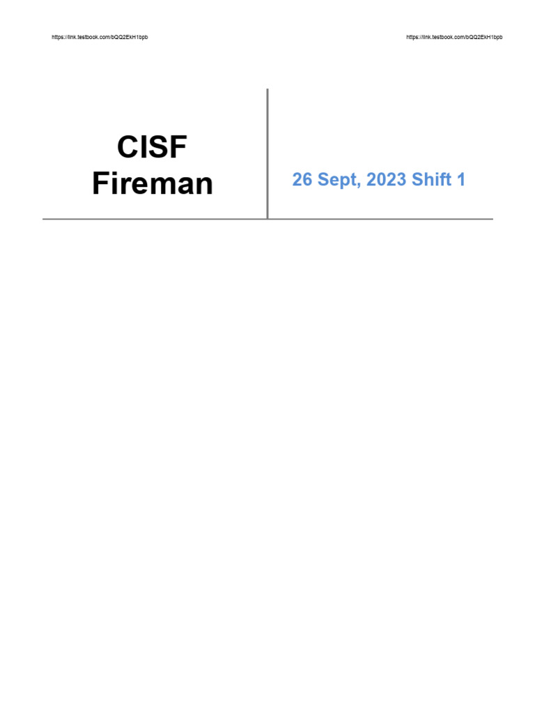 CISF Fireman 2023 All 3 Paper | PDF