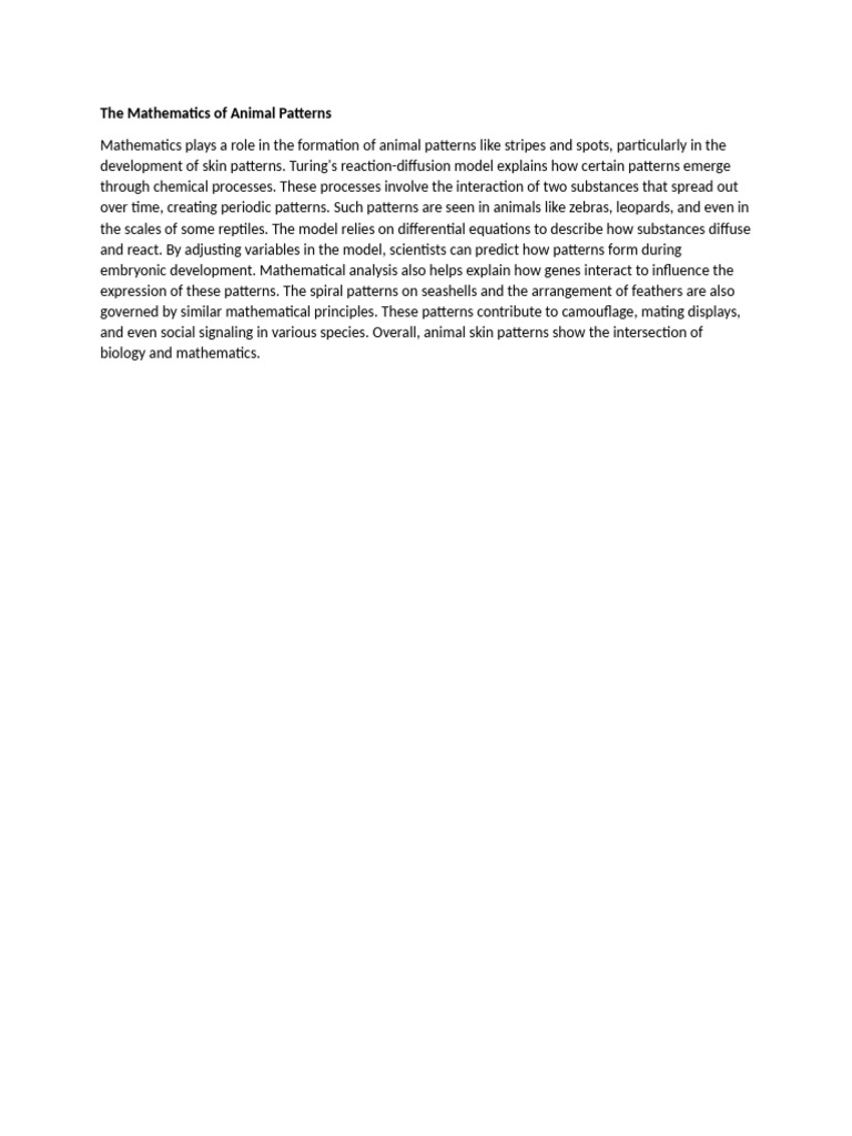 Mathematical Patterns in Animal Skin | PDF