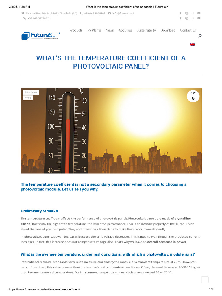 What Is The Temperature Coefficient of Solar Panels - Futurasun | PDF ...