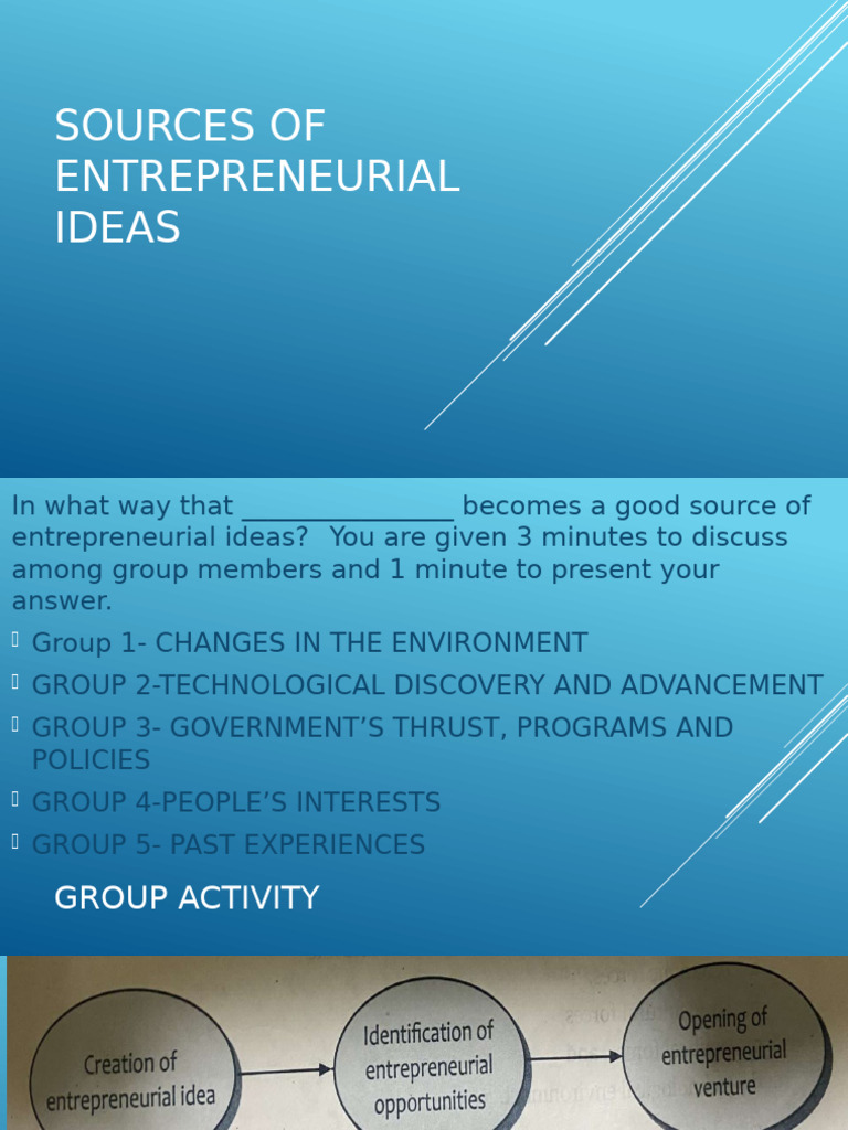 Sources of Entrepreneurial Ideas | PDF | Entrepreneurship | Society