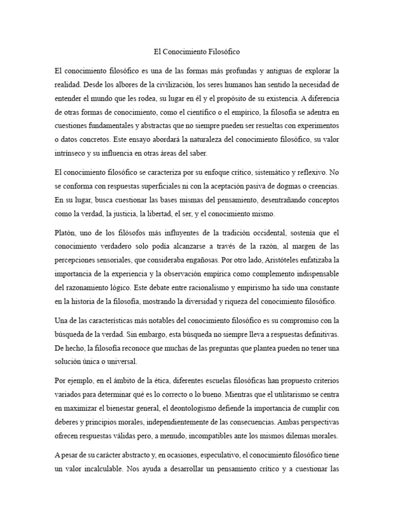 El Conocimiento Filosófico | PDF | Conocimiento | Empirismo