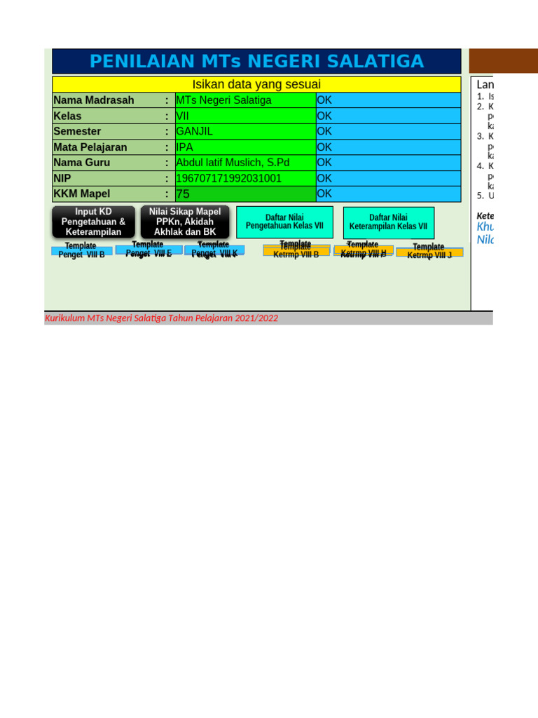 Daftar Nilai Ipa Sem 2 Kelas 7 | PDF