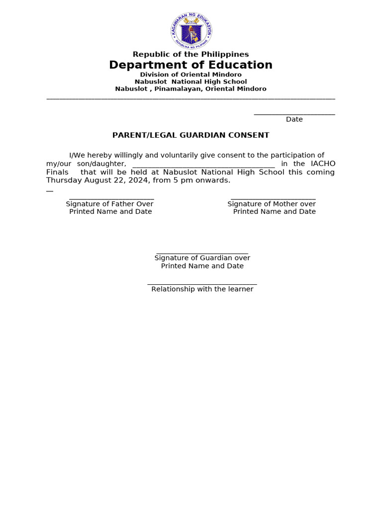 Parental Consent and Registration Form SY 24 25 | PDF