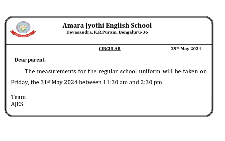 Uniform Measurement Circular | PDF