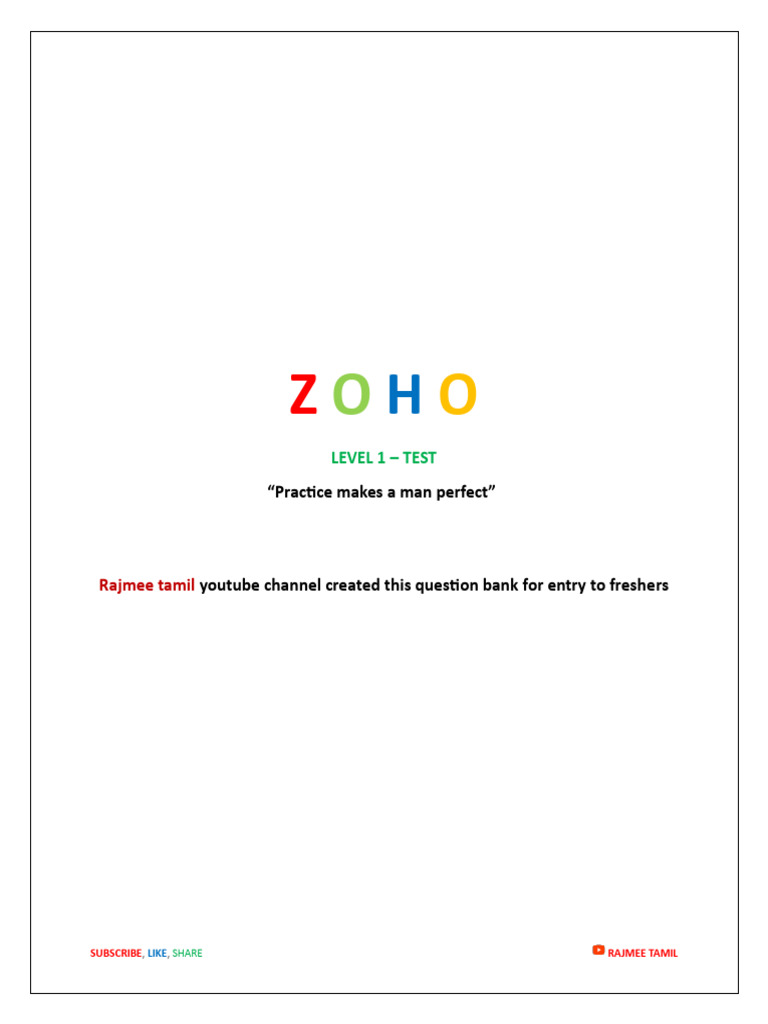 Zoho Level 1 Questionbank | PDF | Interest | Speed