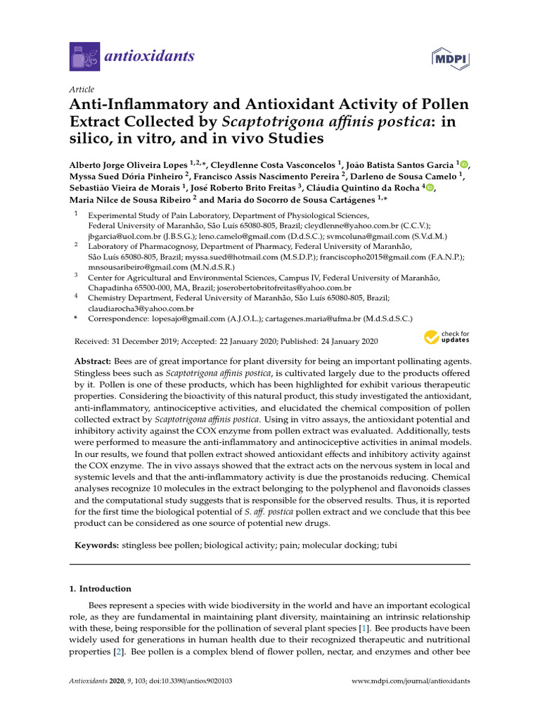 Anti-Inflammatory Properties of Bee Pollen | PDF | Bees | Polyphenol