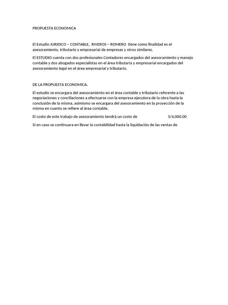 Propuesta Economica | PDF