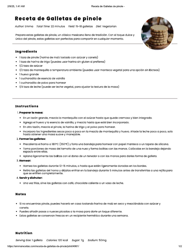 Galletas de Pinole | PDF