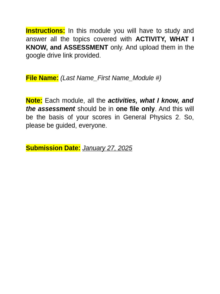 Instructions for the Activities | PDF