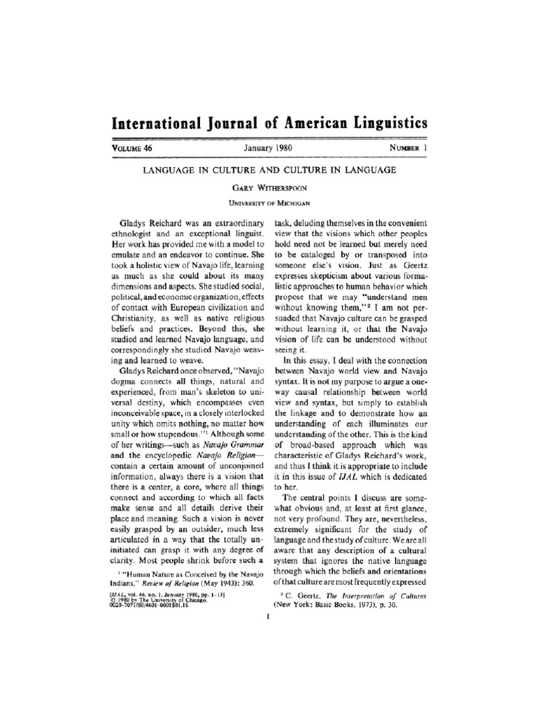 1 Language in Culture and Culture in Langauge Journal Article in | PDF