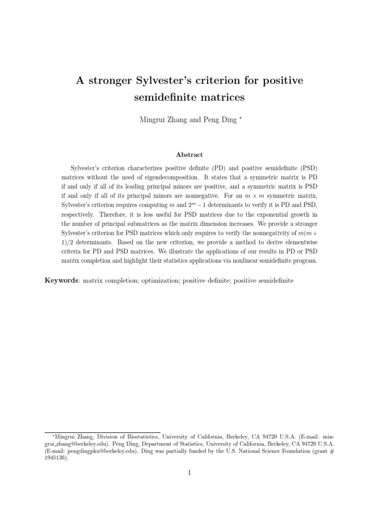 A Stronger Sylvesters Criterion For Positive Semidefinite Matrices