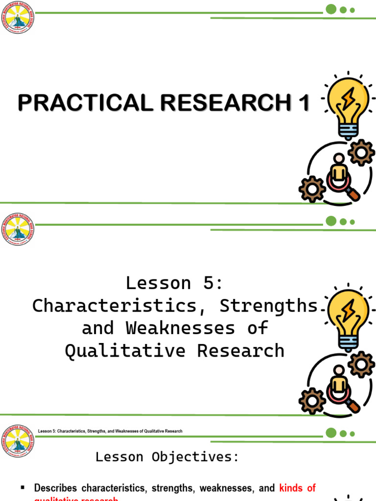 Lesson 5 Characteristics Strengths and Weaknesses of Qualitative Research | PDF | Qualitative ...