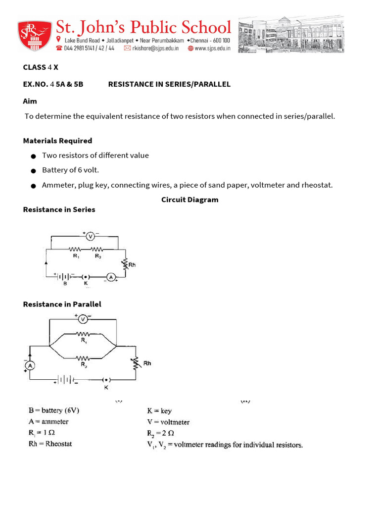 Exp 5a & 5b Resistance in Series & Parallel | PDF | Series And Parallel ...