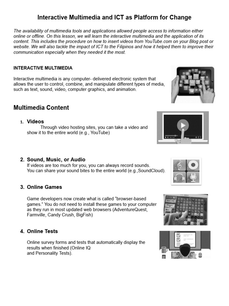 ELECTRONICS LESSON 4 HANDOUTS.docx | PDF | Multimedia | Educational Technology