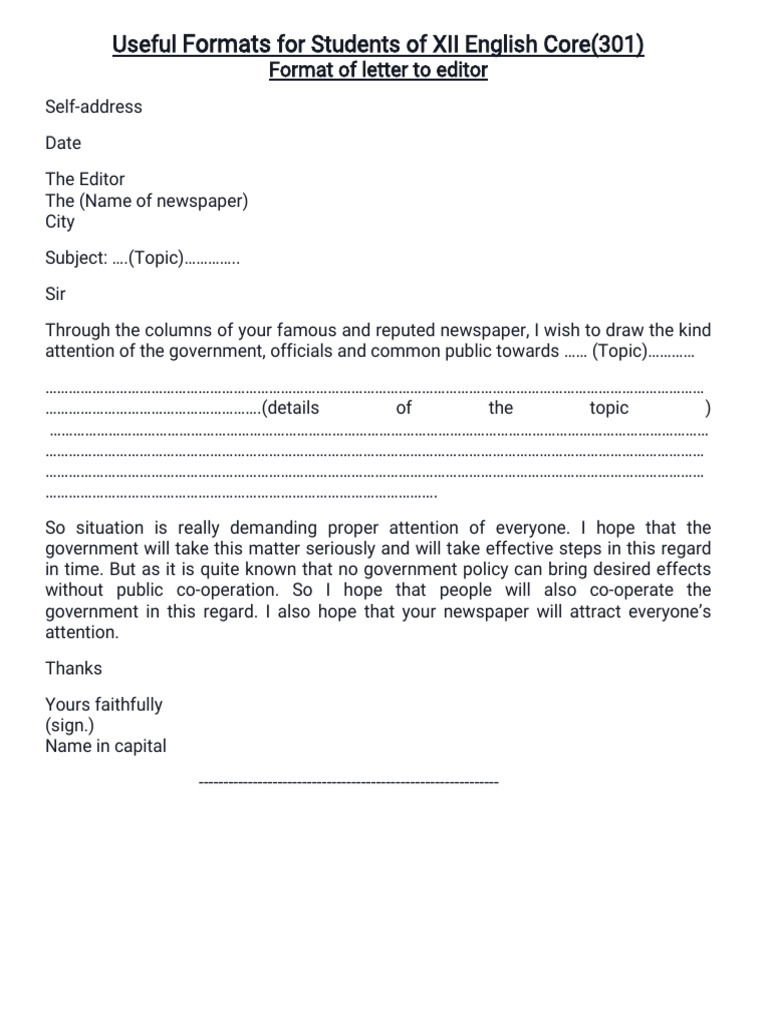 Writing Formats XII | PDF