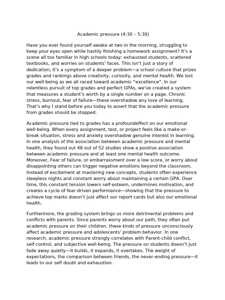Academic pressure | PDF | Anxiety | Psychology