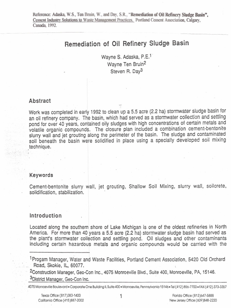 12 Remediation of Oil Refinery Sludge Basin | PDF