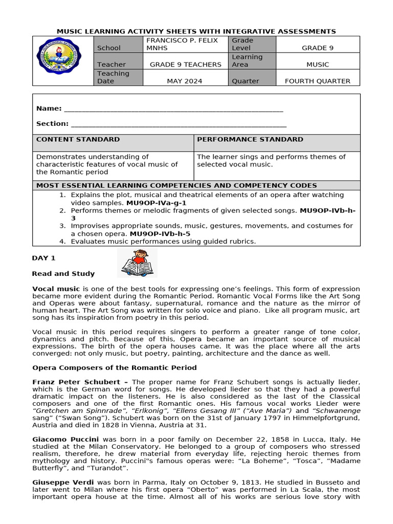 LAS-Q4-G9-MAPEH (2) | PDF | Characters In Romeo And Juliet | Singing