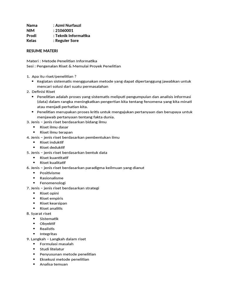 TUGAS1_METODE PENELITIAN_RESUME | PDF