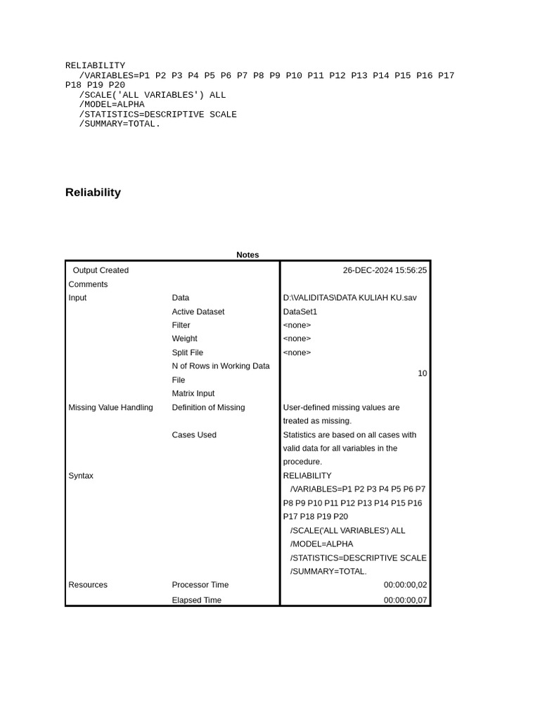 Uji Validitas Dan Reabilitas | PDF | Statistics | Applied Mathematics