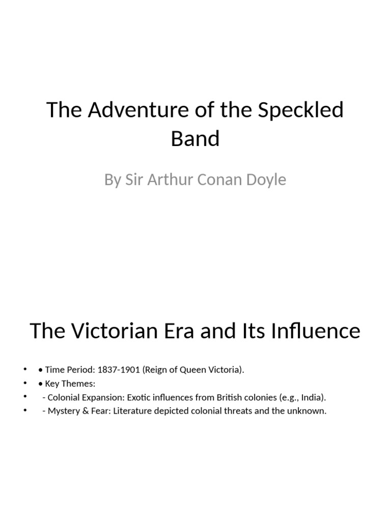 Adventure of Speckled Band Summary | PDF