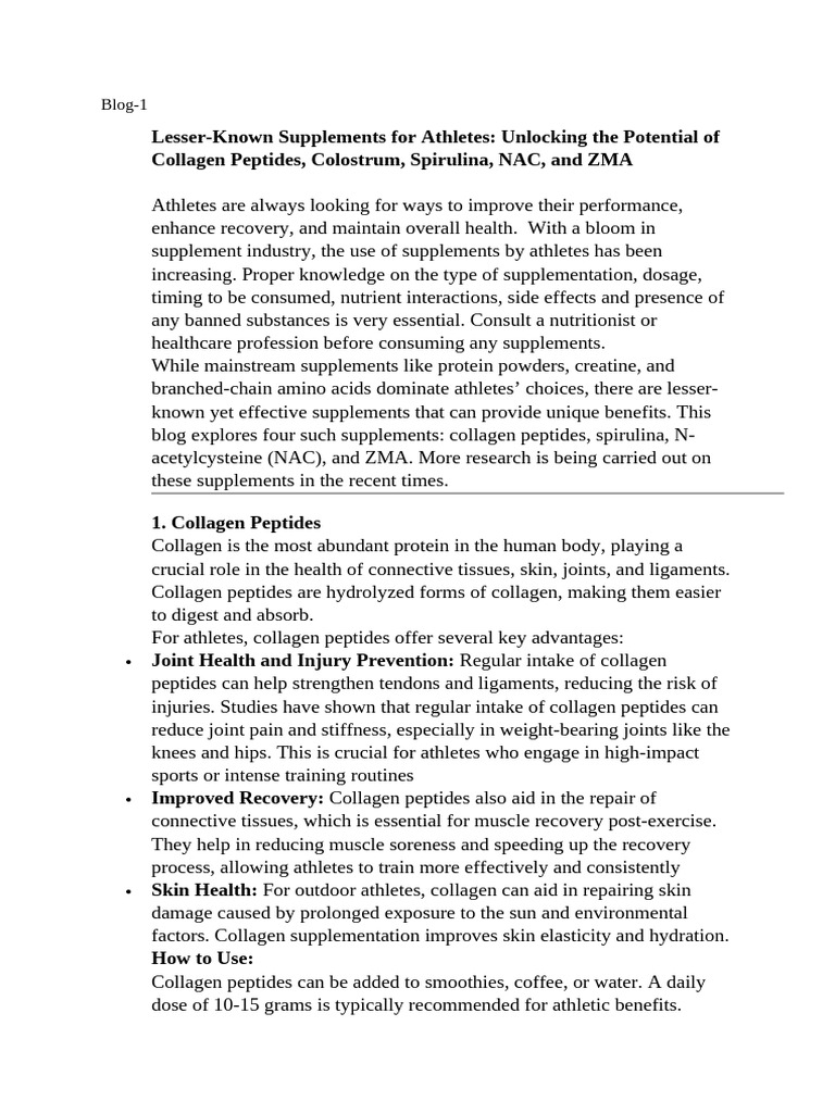 Blog On Lesser Known Supplements | PDF | Dietary Supplements | Antioxidant