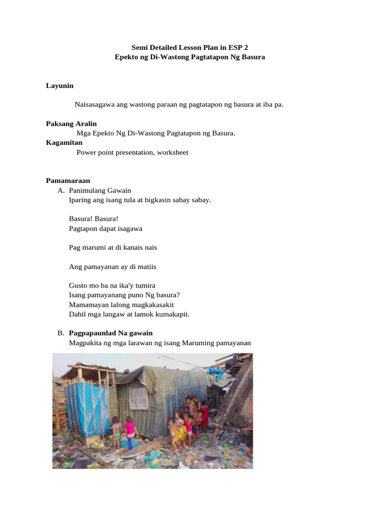 1 Semi Detailed Lesson Plan in ESP 2 | PDF