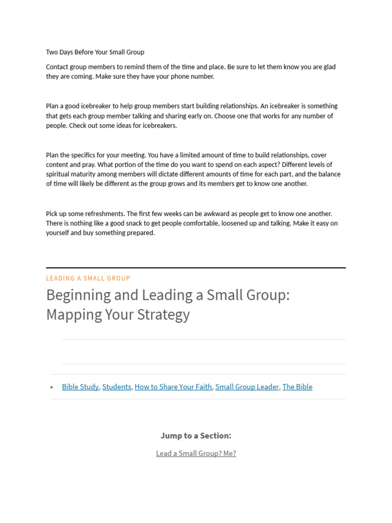 How To Lead A Small Group | PDF | Disciple (Christianity) | Jesus