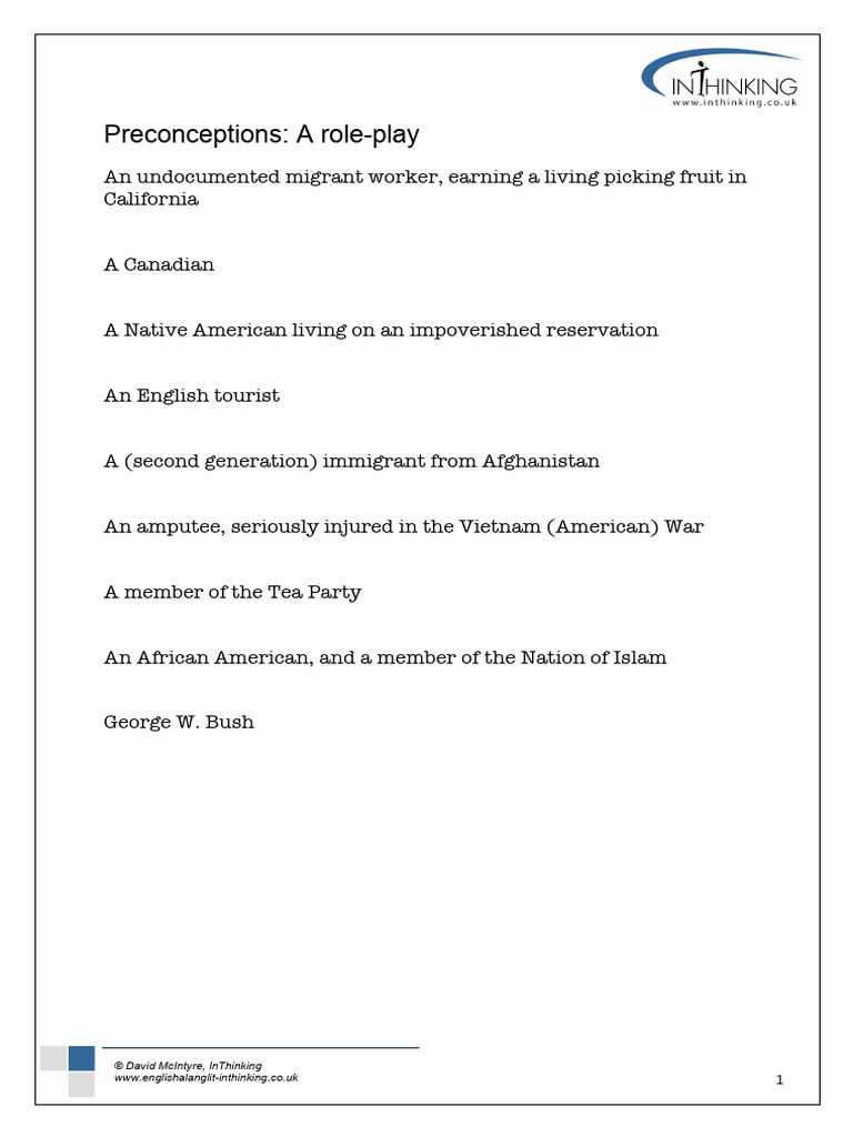 Role-Play Scenarios on Preconceptions | PDF