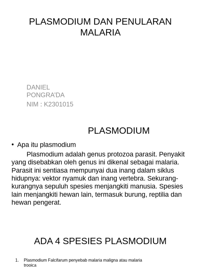 Plasmodium dan Penularan Malaria | PDF