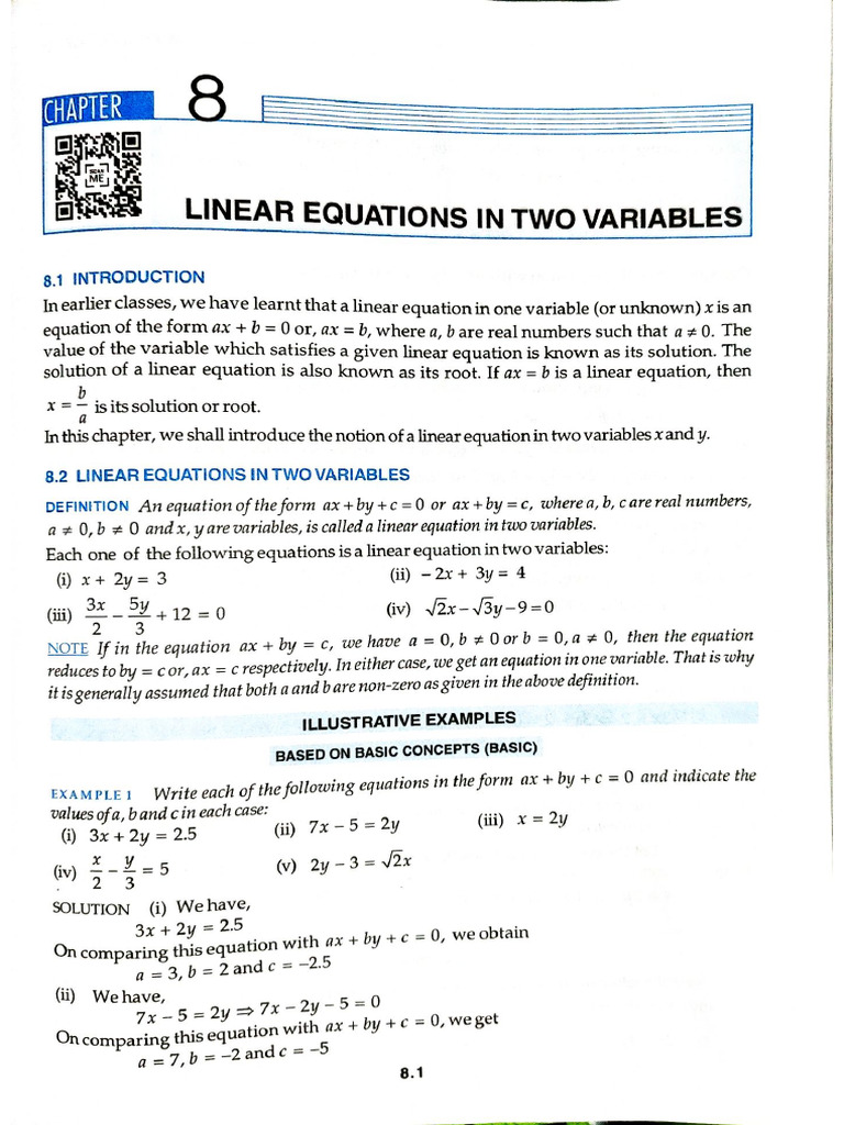 Linear Equations in Two Variables (RD Sharma) | PDF