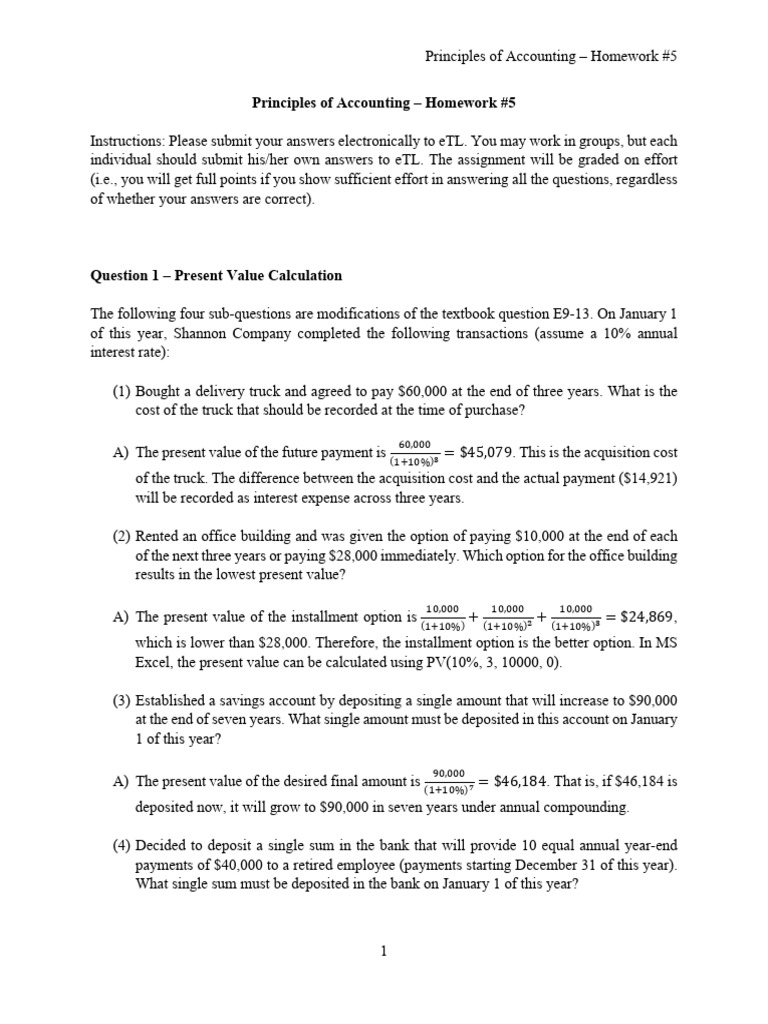 Homework 5 Solutions | PDF | Present Value | Bonds (Finance)