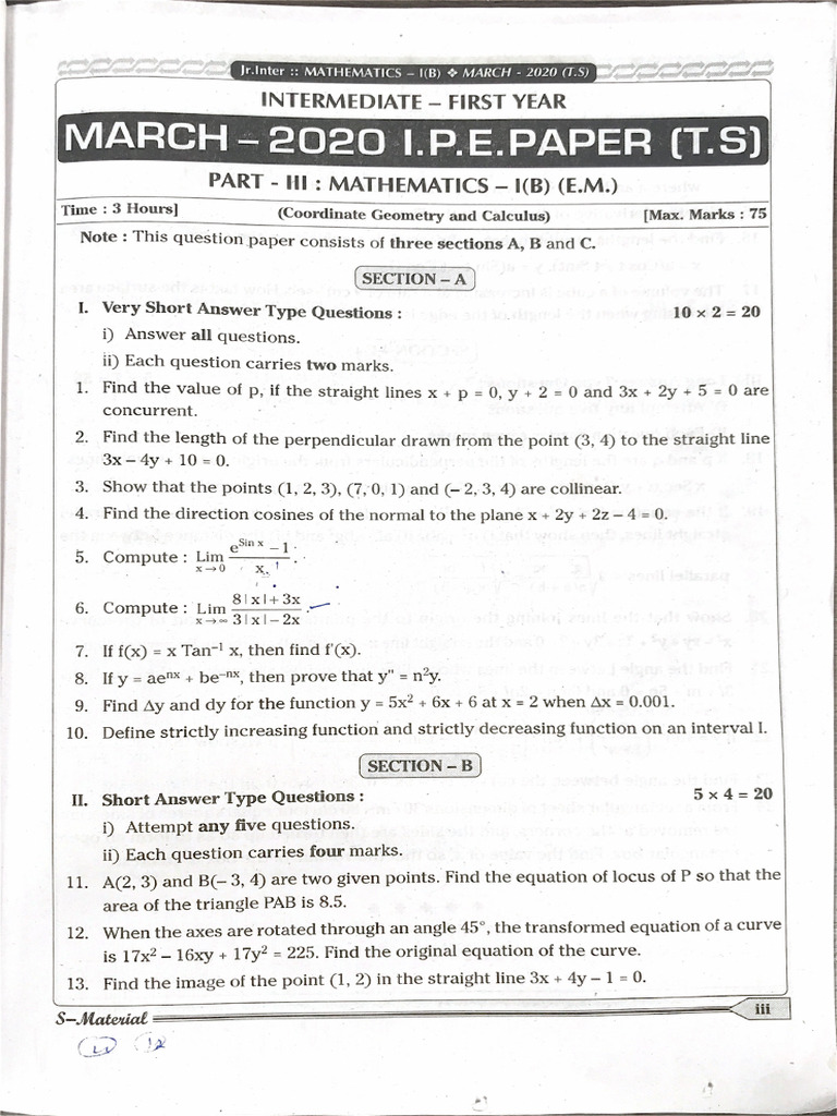 Previous Year's Quetion Papers | PDF