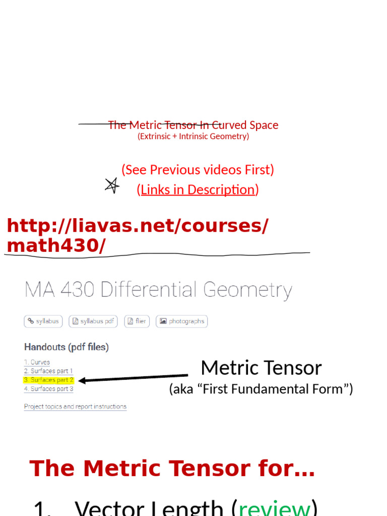 TensorCalc 12 Metric Tensor in Curved Spaces For Measuring Arc Length ...