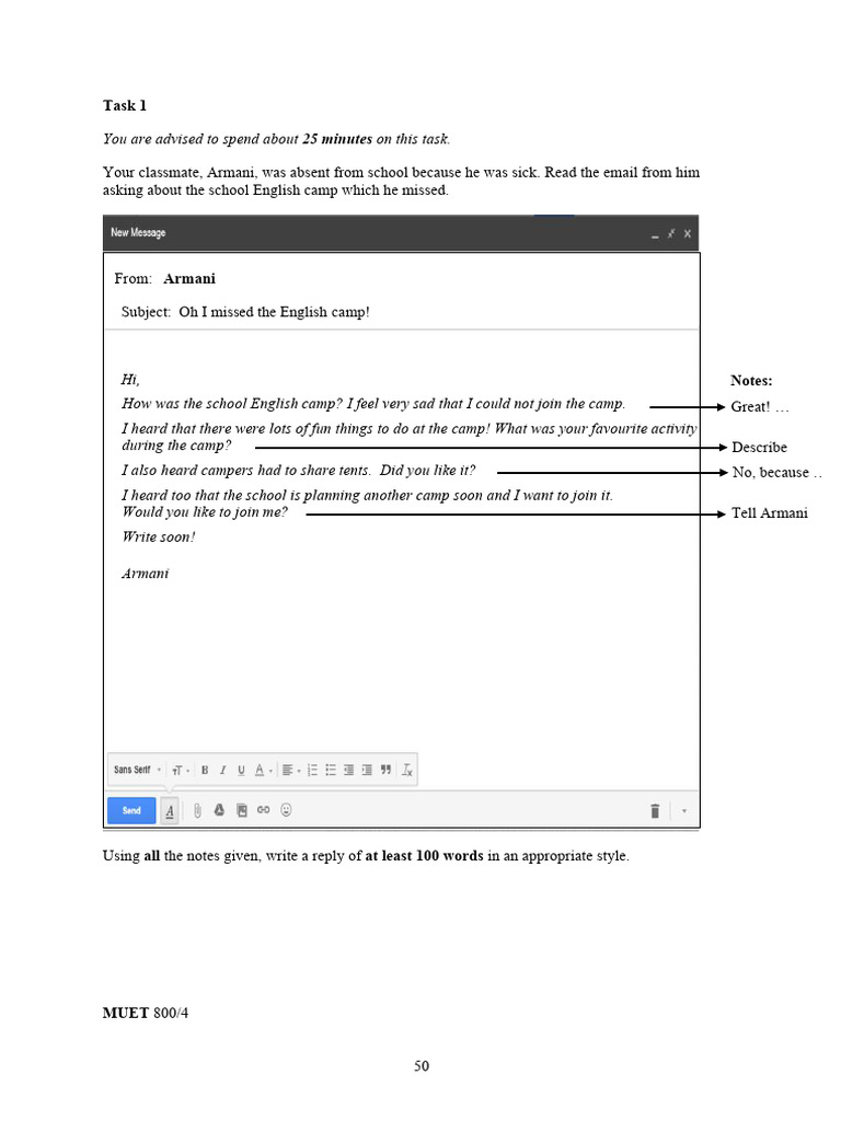 Reply to Armani About English Camp | PDF