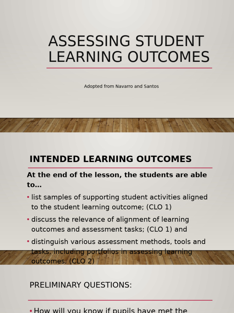 5-Assessing Student Learning Outcomes | PDF | Educational Assessment ...