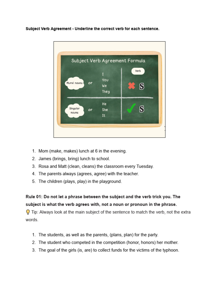 Subject Verb Agreement (Additional Exercises) | PDF | Subject (Grammar ...