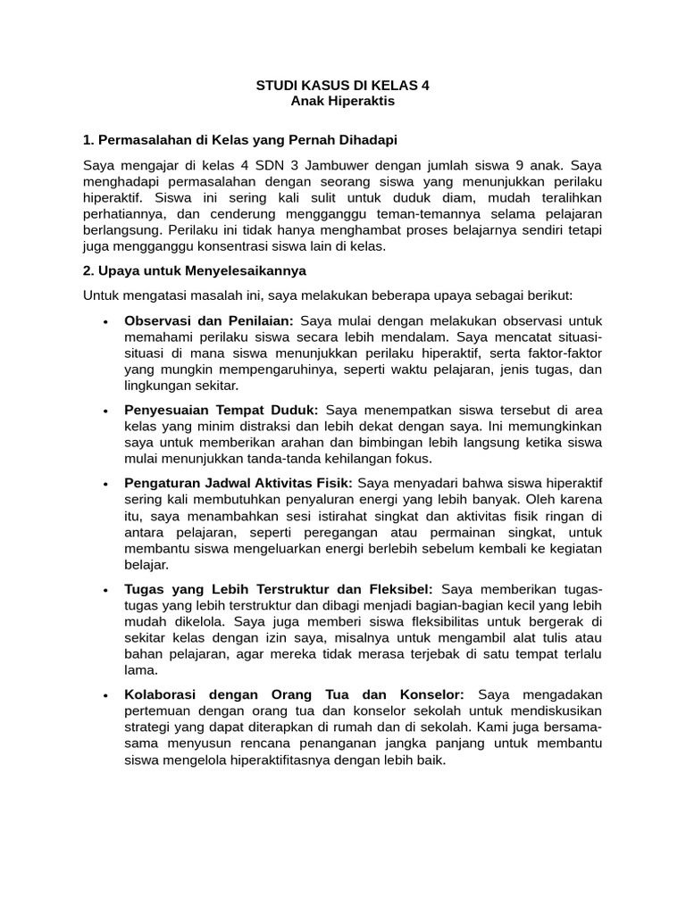 Studi Kasus Di Kelas 4 - Dewi Wahyuni | PDF