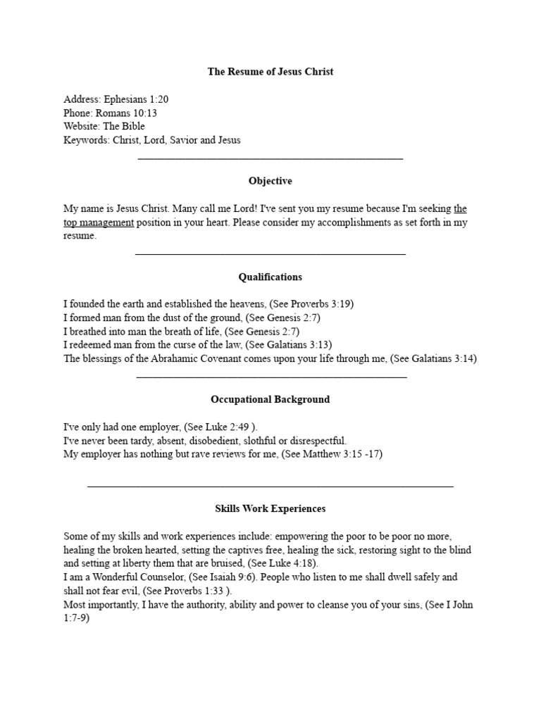 Resume of Jesus | PDF