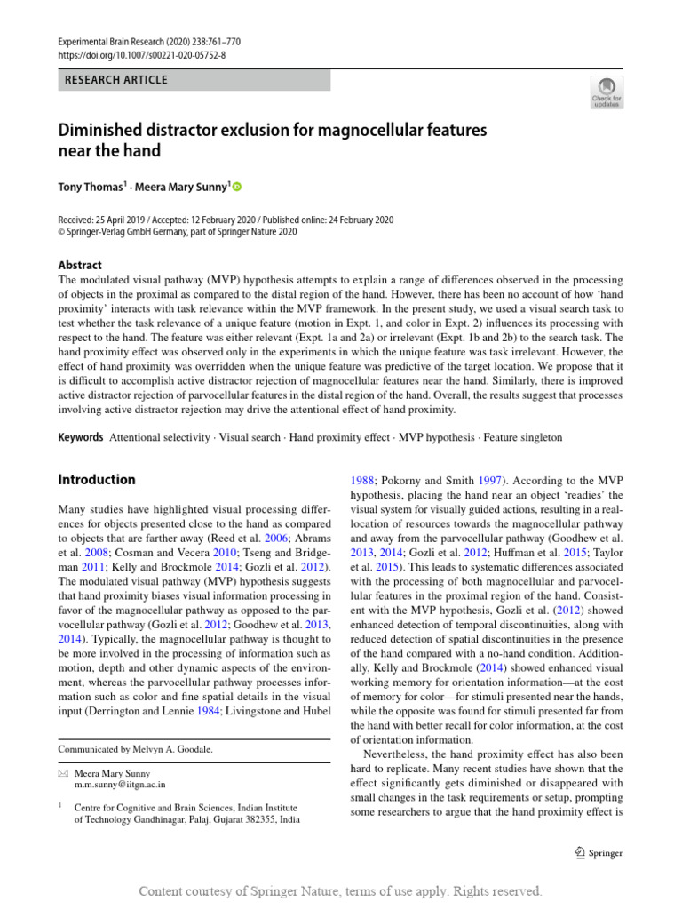 Diminished Distractor Exclusion For Magnocellular | PDF | Experiment ...