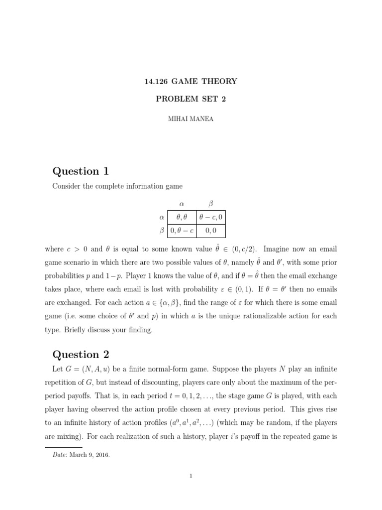 MIT14_126S16_ProblemSet_2 | PDF | Gaming | Mathematical Economics