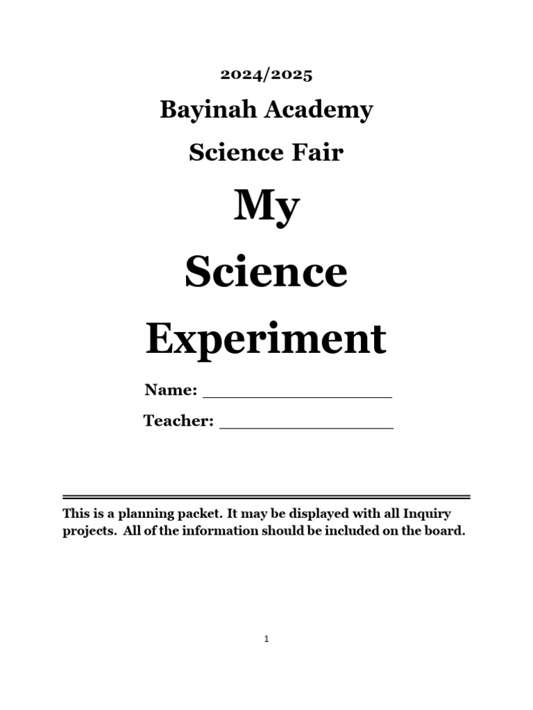 Science Fair Project Planning Guide | PDF
