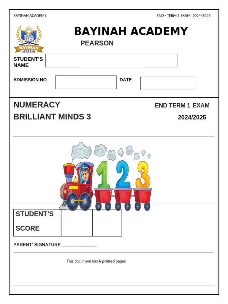 Bayinah Academy Term 1 Exam 2024/2025 | PDF