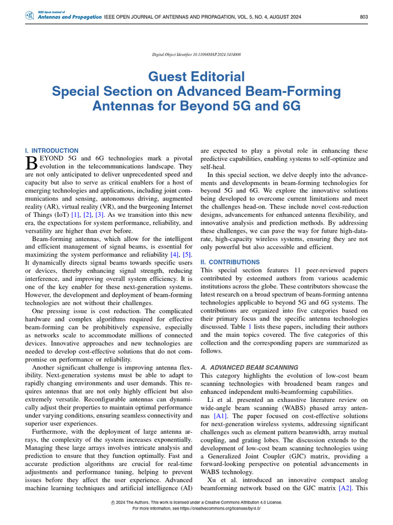 Guest Editorial Special Section On Advanced Beam-Forming Antennas For ...
