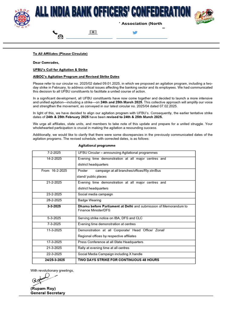 05 - 2025 - Aiboc - Revised Strike Dates | PDF | Social Movements | Protest