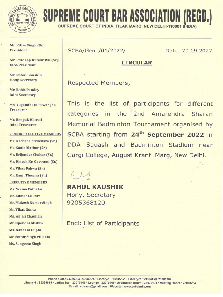Supreme Court Bar Association Members List | PDF