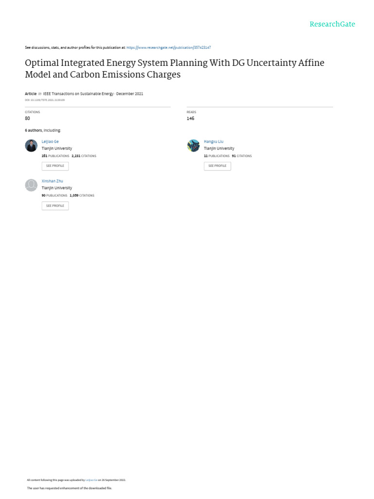 Optimal Integrated Energy System Planning With DG Uncertainty Affine Model and Carbon Emissions ...