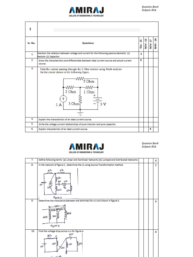 Eca Question Bank | PDF | Electrical Network | Electronic Circuits
