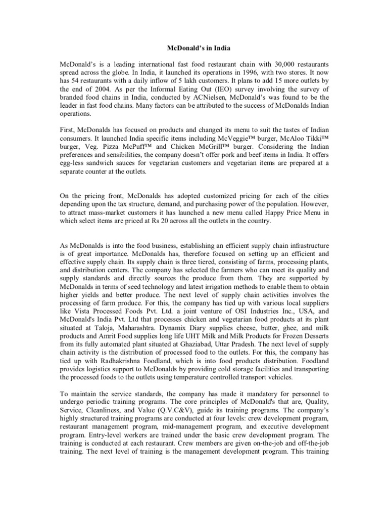 Case Study | PDF | Fast Food Restaurants | Mc Donald's